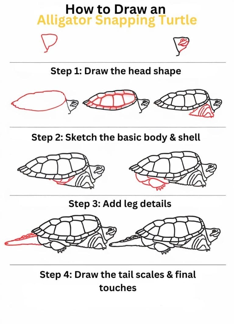 How to Draw a Snapping Turtle: Easy and Creative Drawing Ideas – The ...