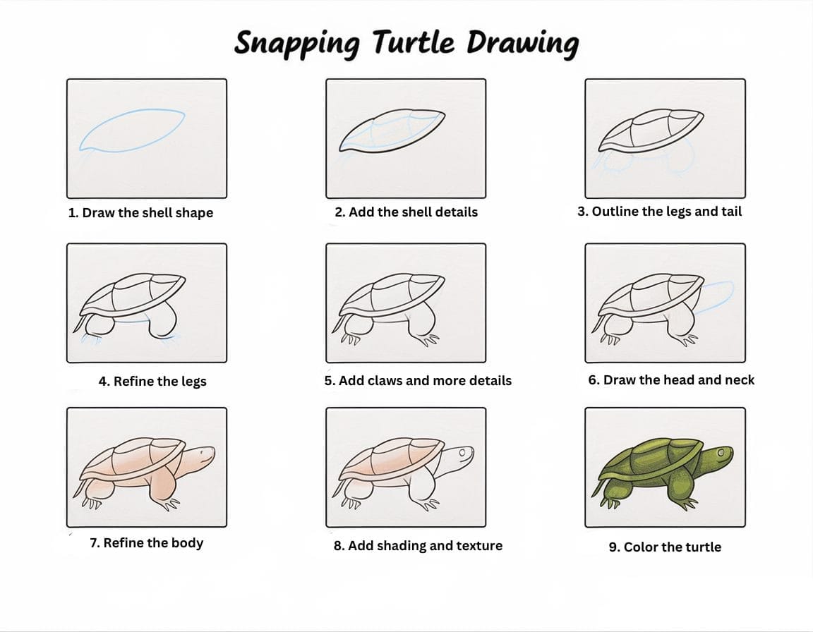 How to Draw a Snapping Turtle: Easy and Creative Drawing Ideas – The ...